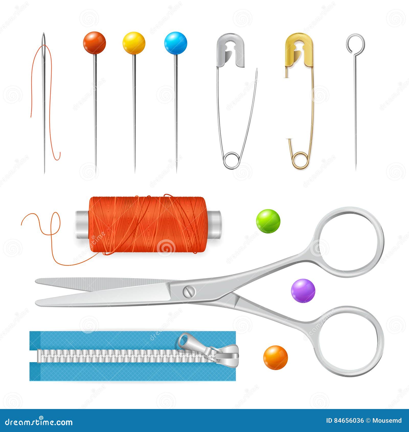 Realistic Sewing Tools Accessories Set. Vector Stock Vector ...