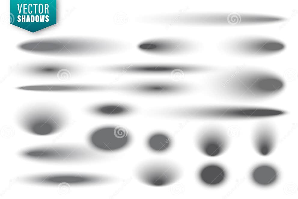 Realistic Shadow Effect. Round Shadows Collection Isolated on White ...