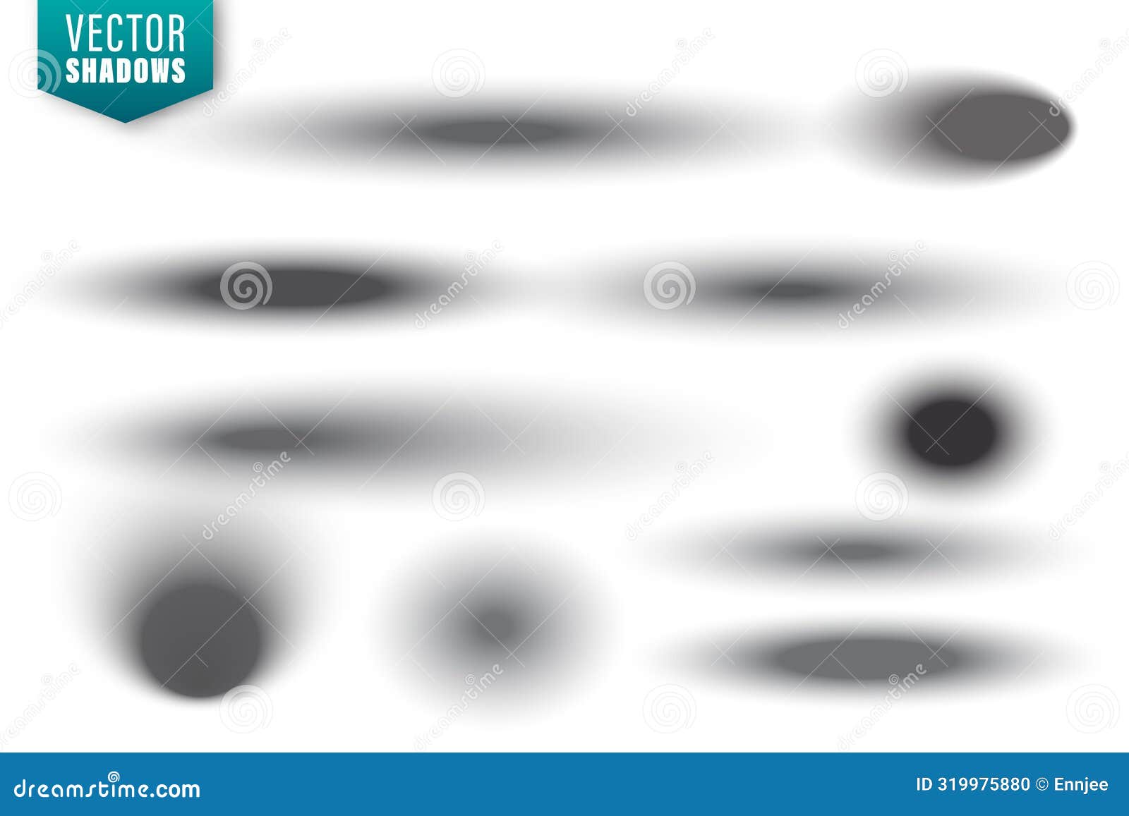 Realistic Shadow Effect. Round Shadows Collection Isolated on White ...