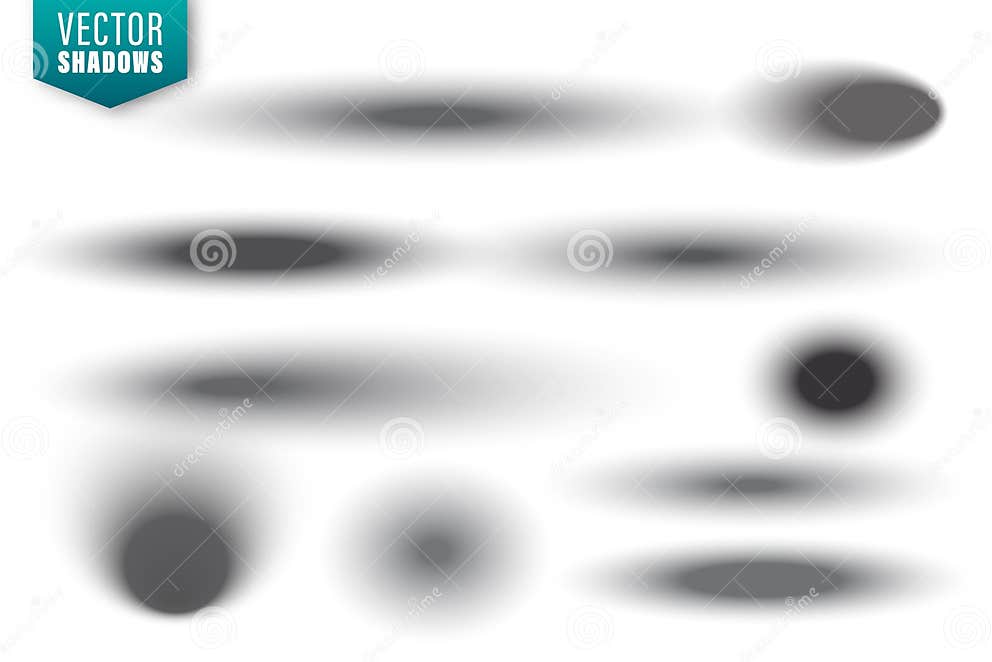 Realistic Shadow Effect. Round Shadows Collection Isolated on White ...