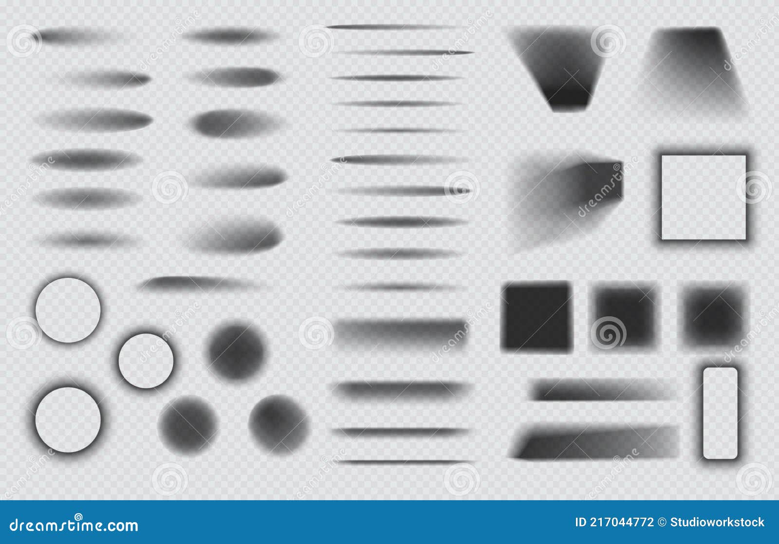 Realistic Shadow Set Isolated on Transparent Background Stock Vector ...