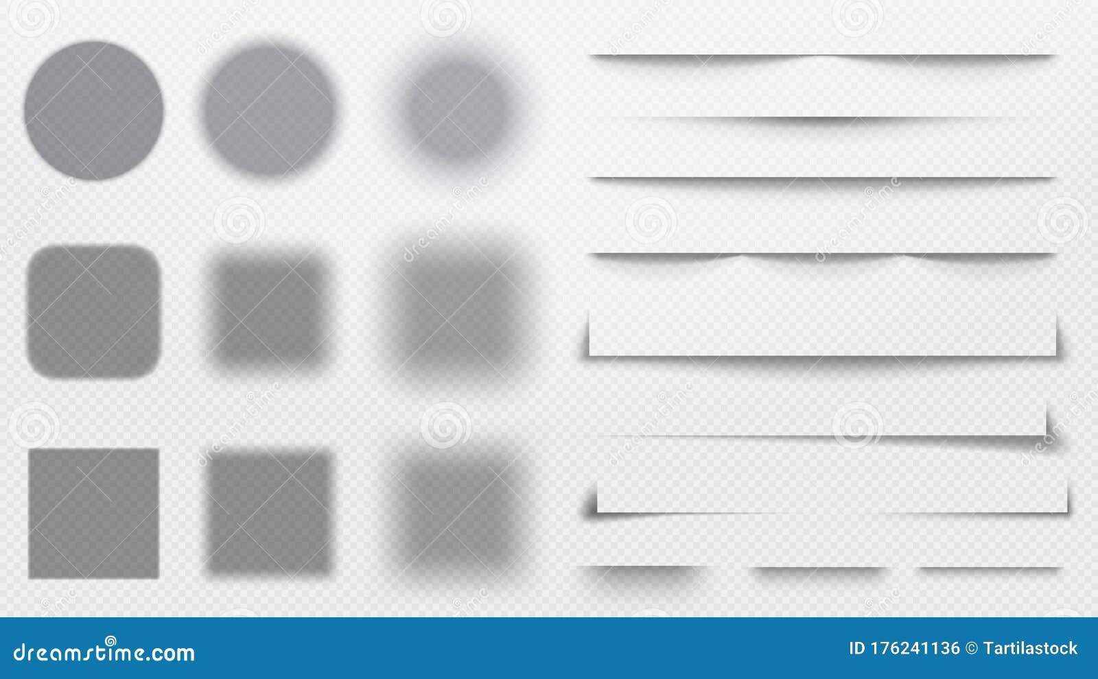 Realistic Shadows Dividers. Line Shadow, Transparent Overlay Template ...