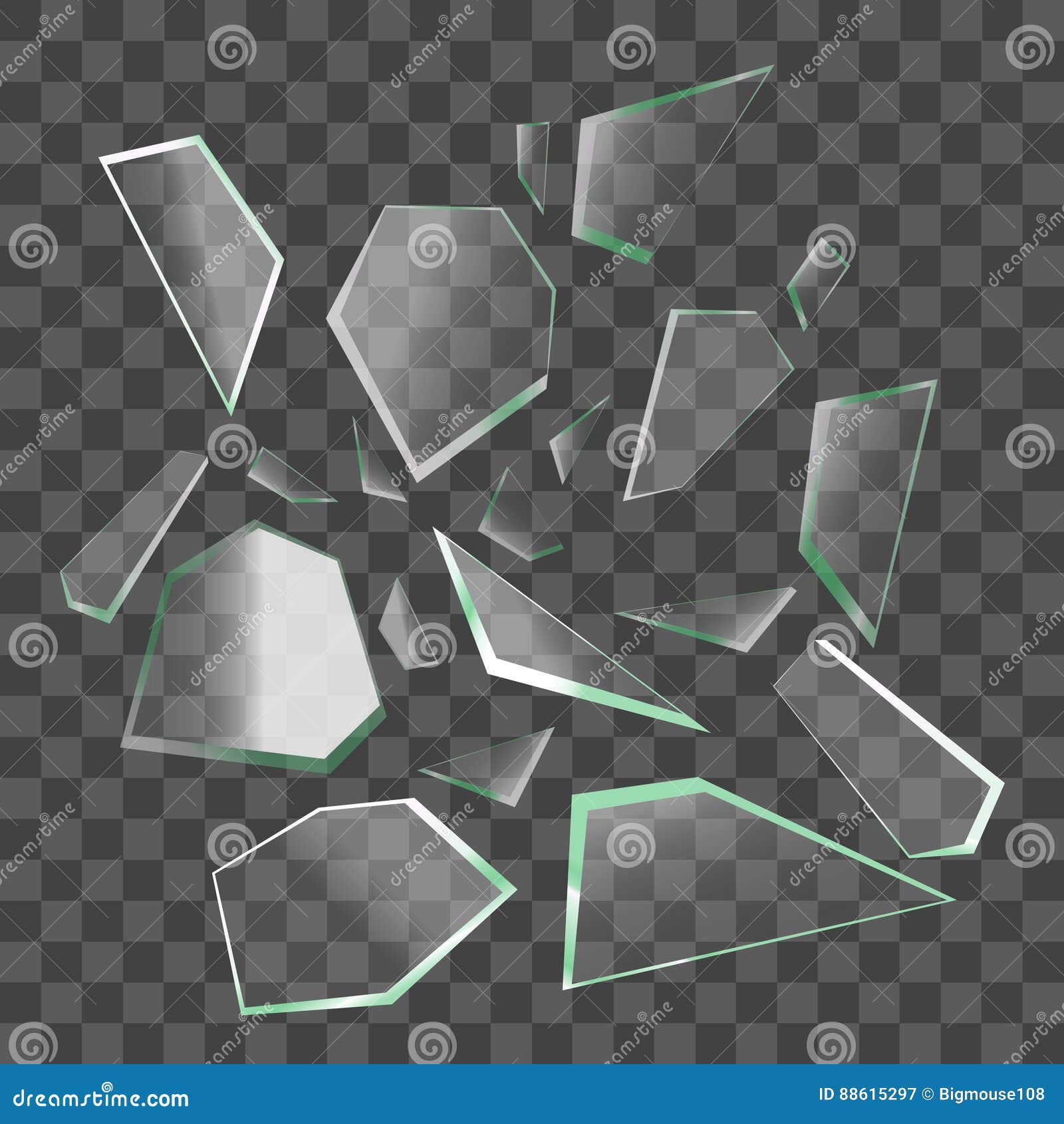 Realistic Shards of Broken Glass. Vector Stock Vector - Illustration of ...