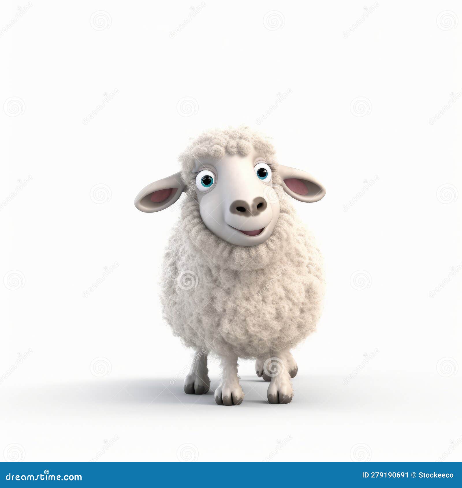 Realistic Sheep in Pixar Style on White Background in 8k Uhd Stock ...