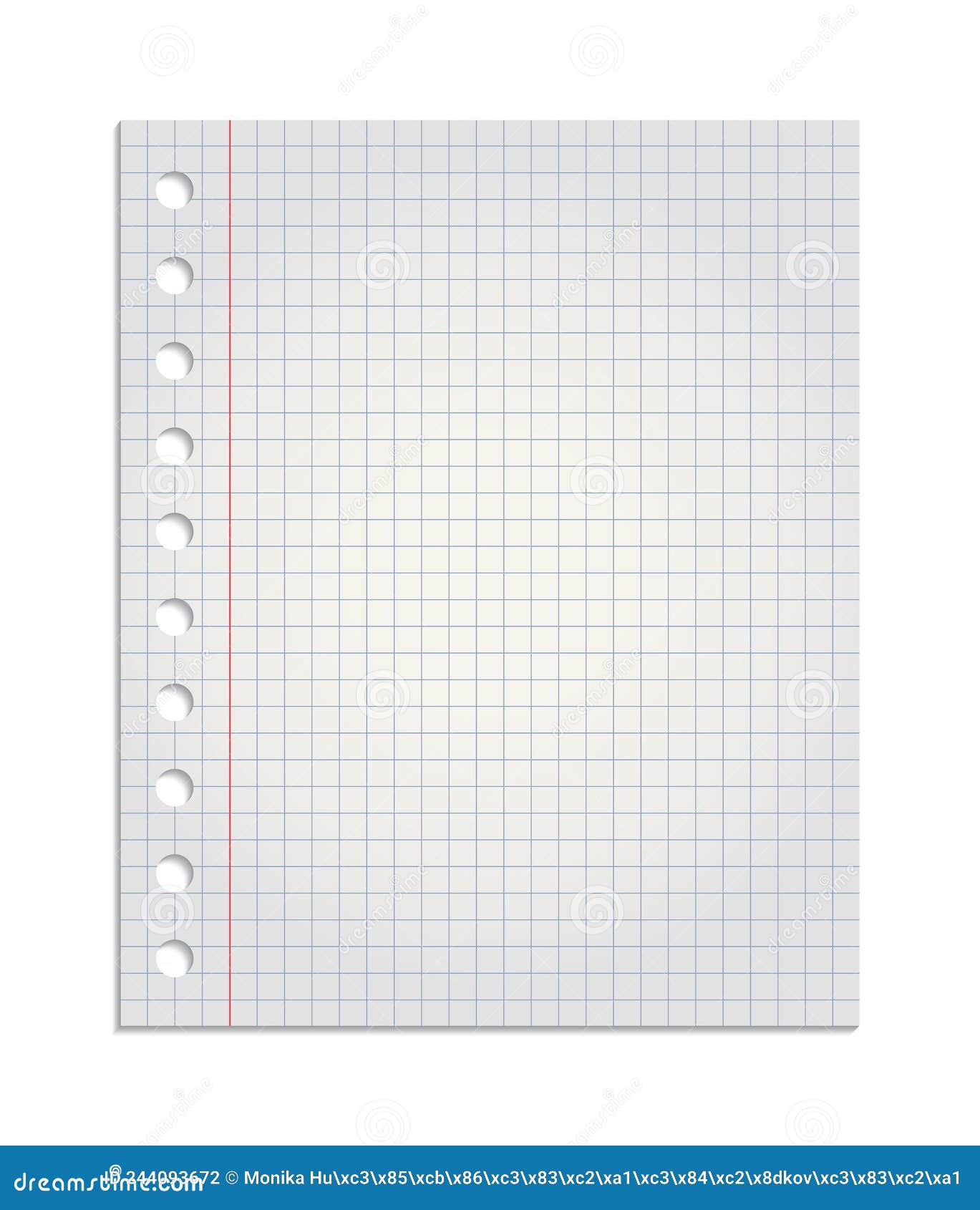 Realistic Sheet of Squared Paper from a Exercise Book, Paper Torn from ...