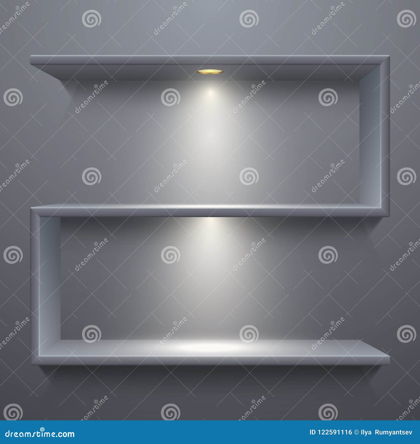 Realistic Shelf With Blank Book Vector Illustration. Bookshelf Mockup ...