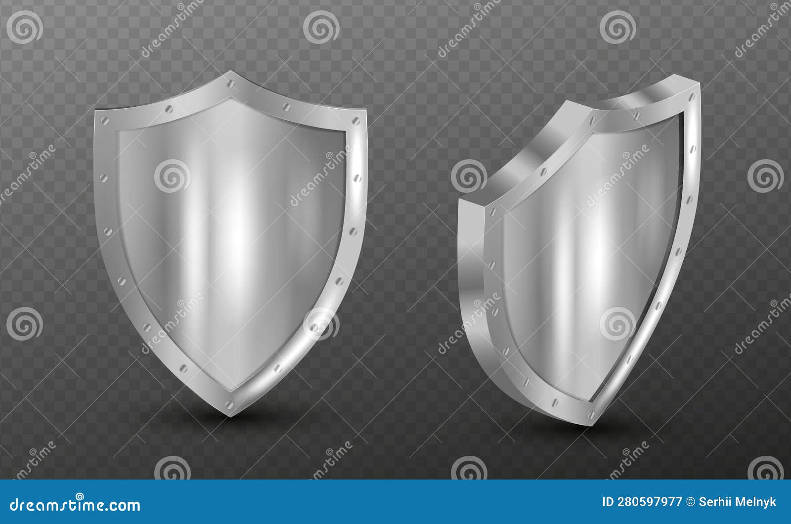 Realistic shield set stock vector. Illustration of panel - 280597977