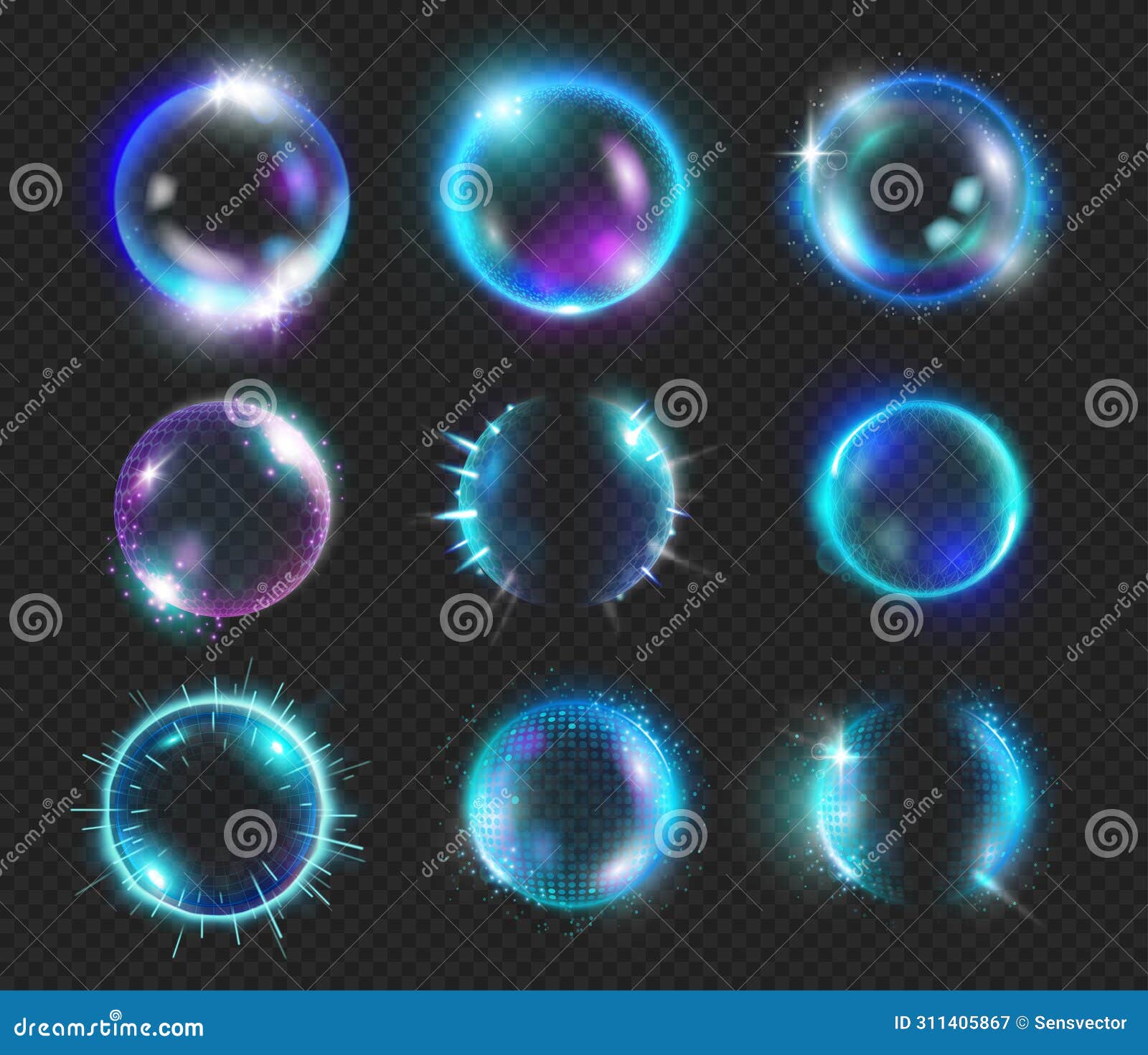 Realistic Shield Sphere, Protection and Defense Stock Vector ...