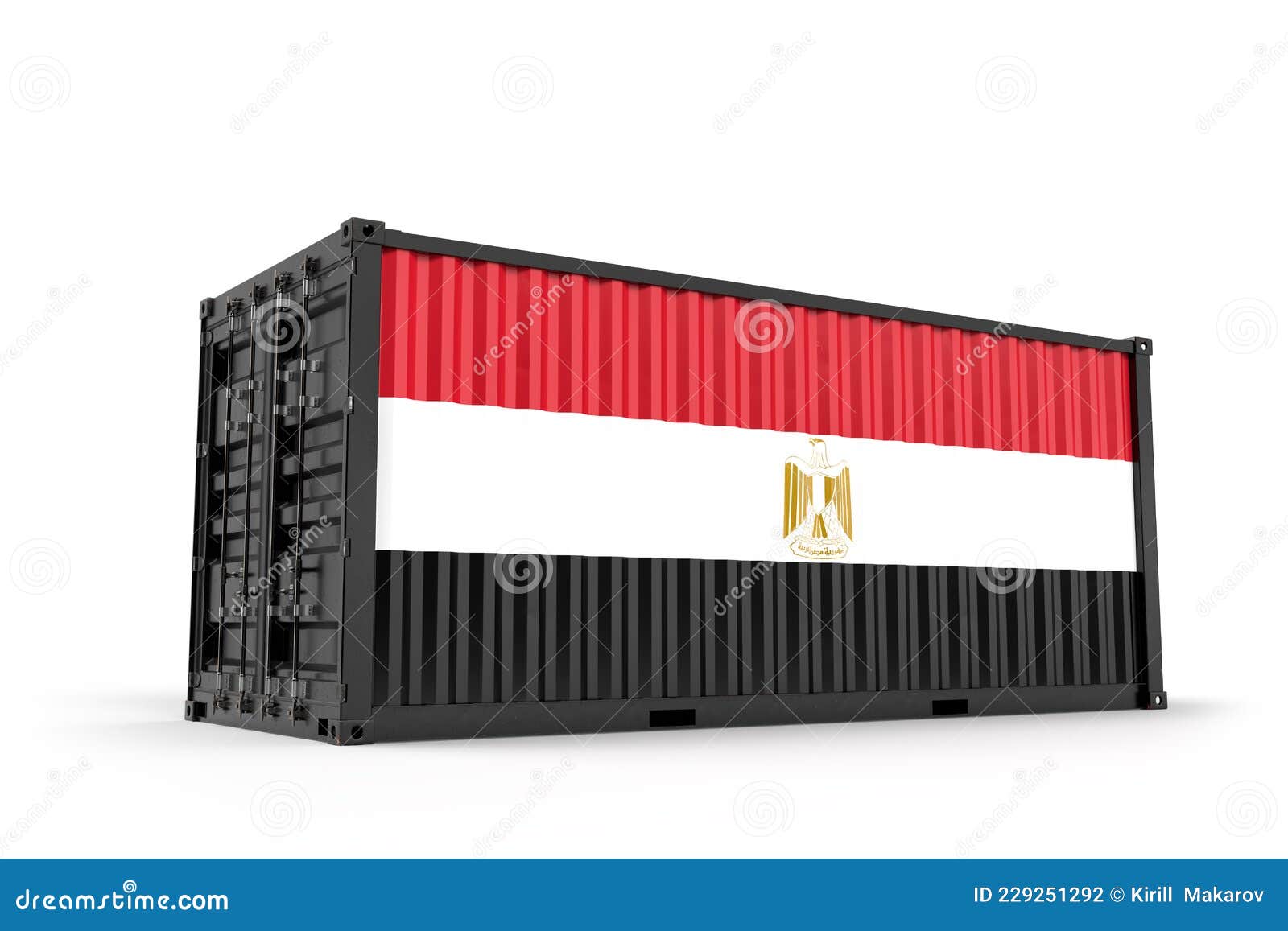 Realistic Shipping Container Textured with Flag of Egypt. Isolated ...