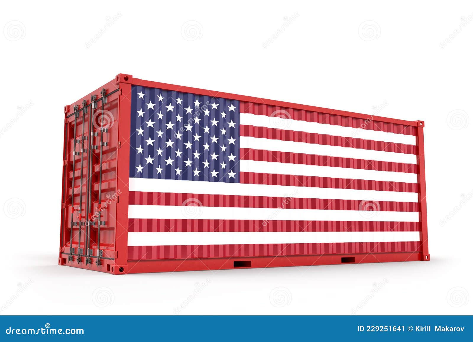 Realistic Shipping Container Textured with Flag of the United States ...