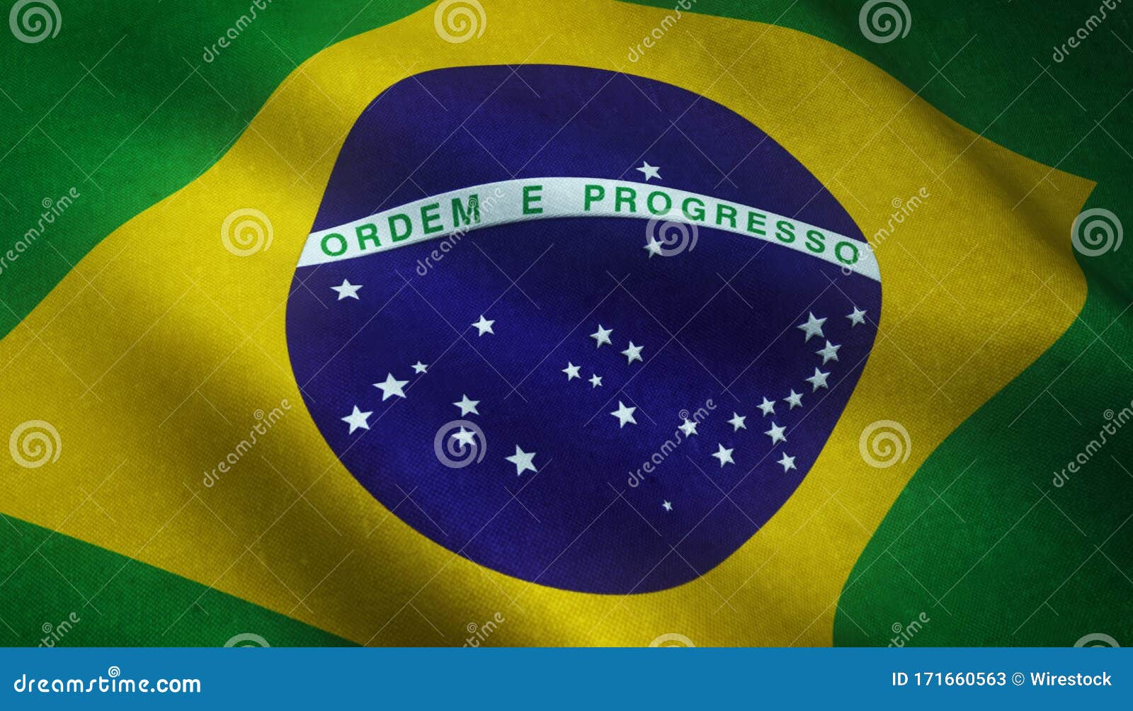 Realistic Shot of the Waving Flag of Brazil with Interesting Textures ...