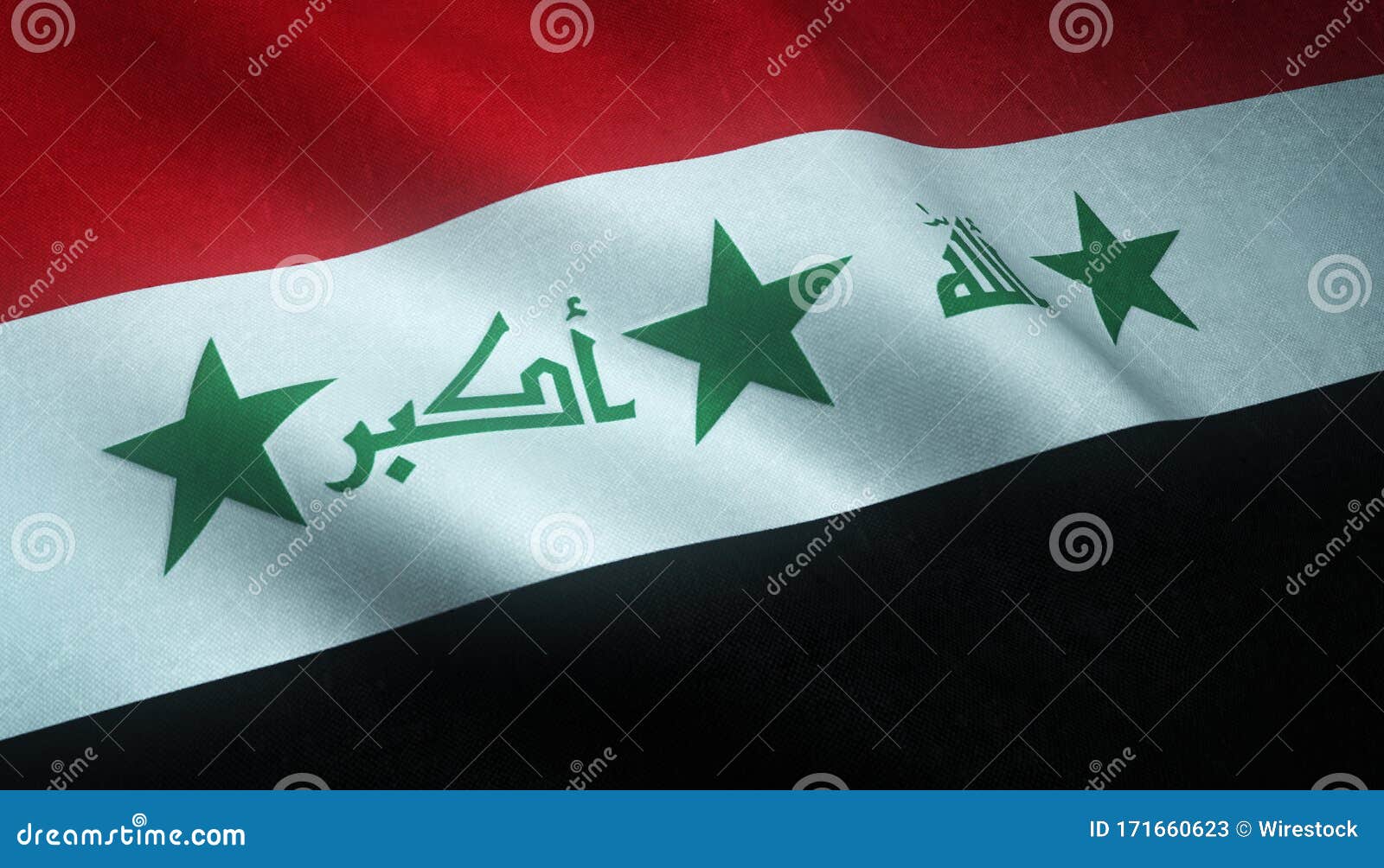 Realistic Shot of the Waving Flag of Iraq with Interesting Textures ...