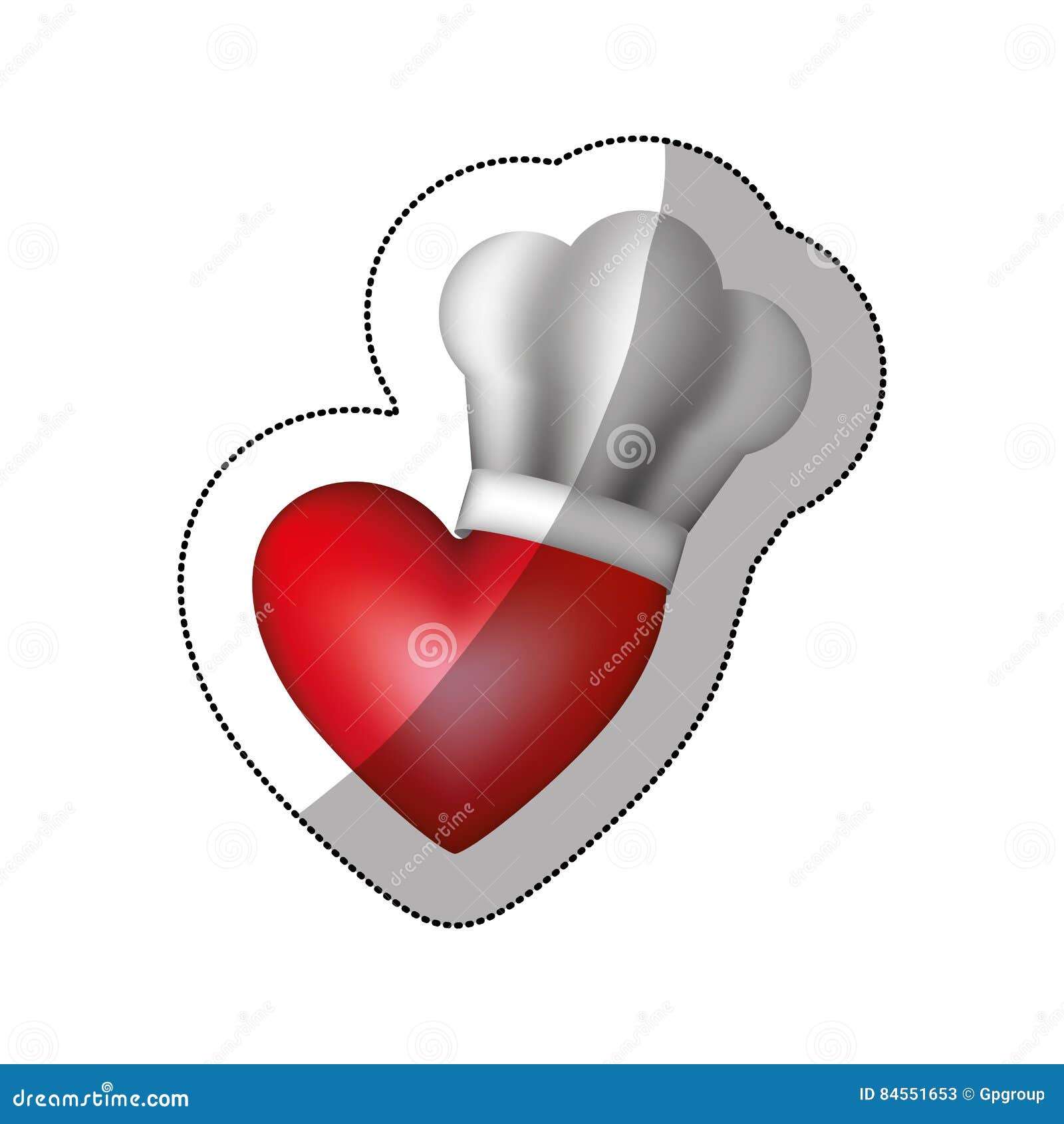 Realistic Silhouette Sticker of Chefs Hat with Heart Stock Vector ...