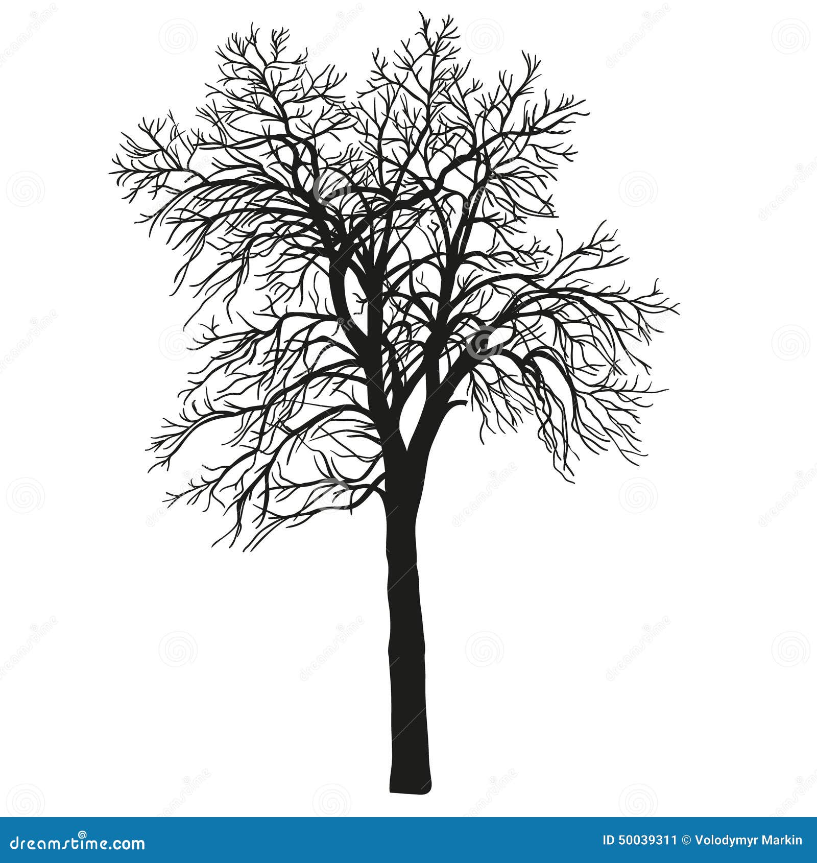 Realistic Silhouette of Tree. Hend Drown Stock Vector - Illustration of ...
