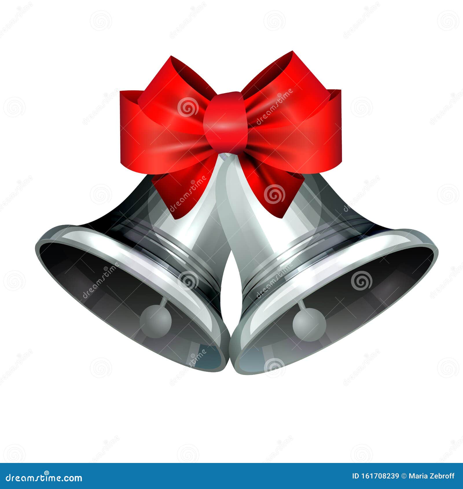 Realistic Silver Bell Isolated on White Stock Vector - Illustration of ...
