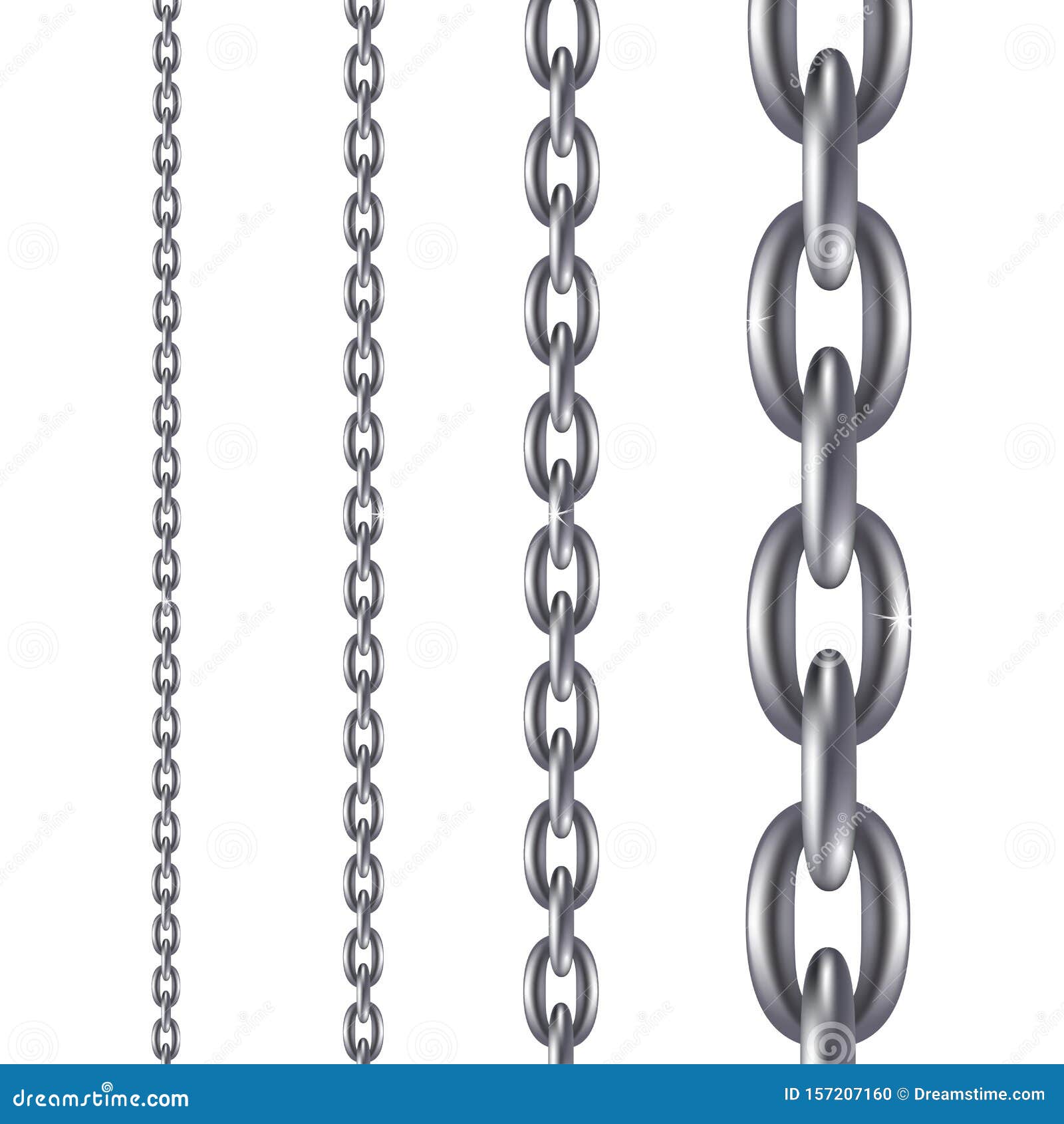 Realistic silver chain stock vector. Illustration of connection - 157207160