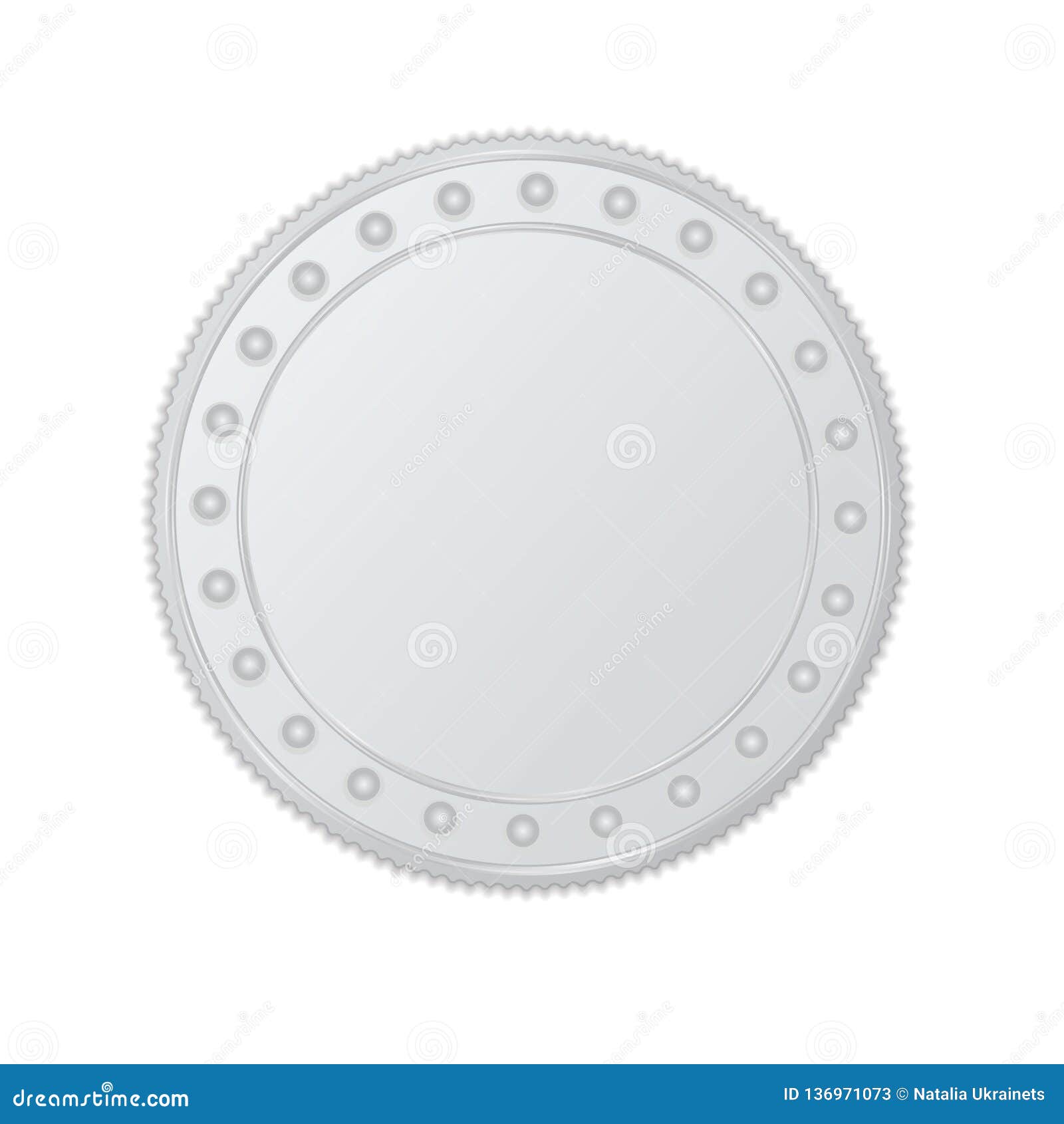 Realistic silver coin stock vector. Illustration of market - 136971073