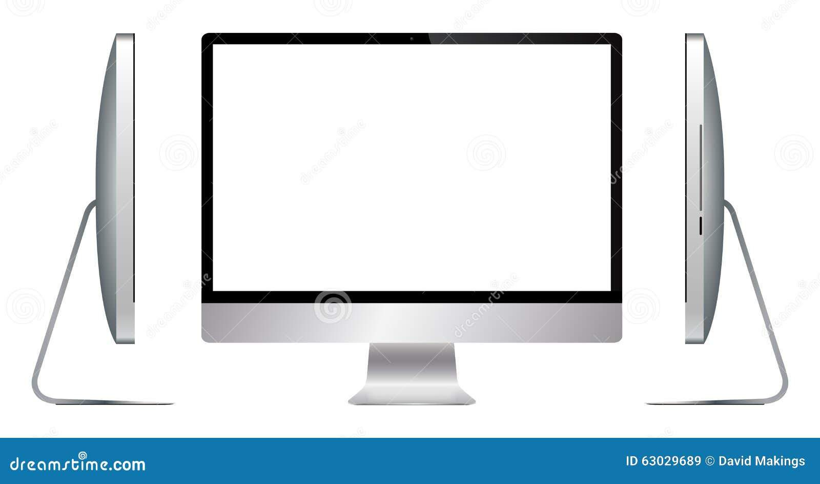 Realistic Silver Computer Screen All Sides Stock Vector - Illustration ...