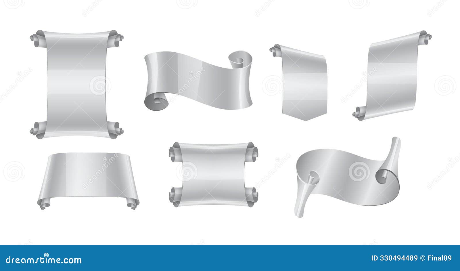Realistic Silver Glossy Scrolls for Your Design Project. Stock ...