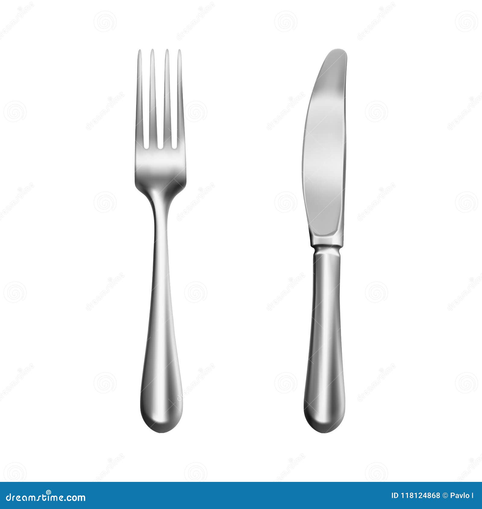 Realistic Silver Knife and Fork - Vector Stock Vector - Illustration of installation, design ...