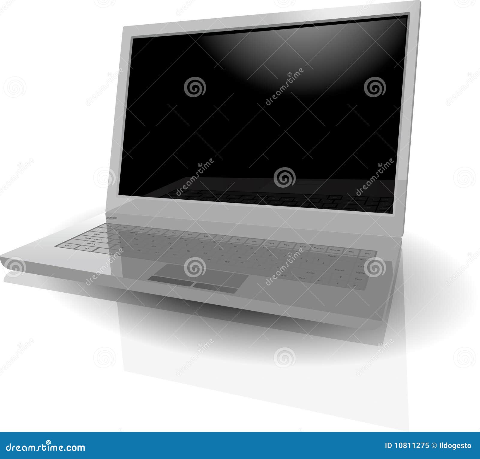 Silver Laptop Back View Realistic Mockup. Vector | CartoonDealer.com ...
