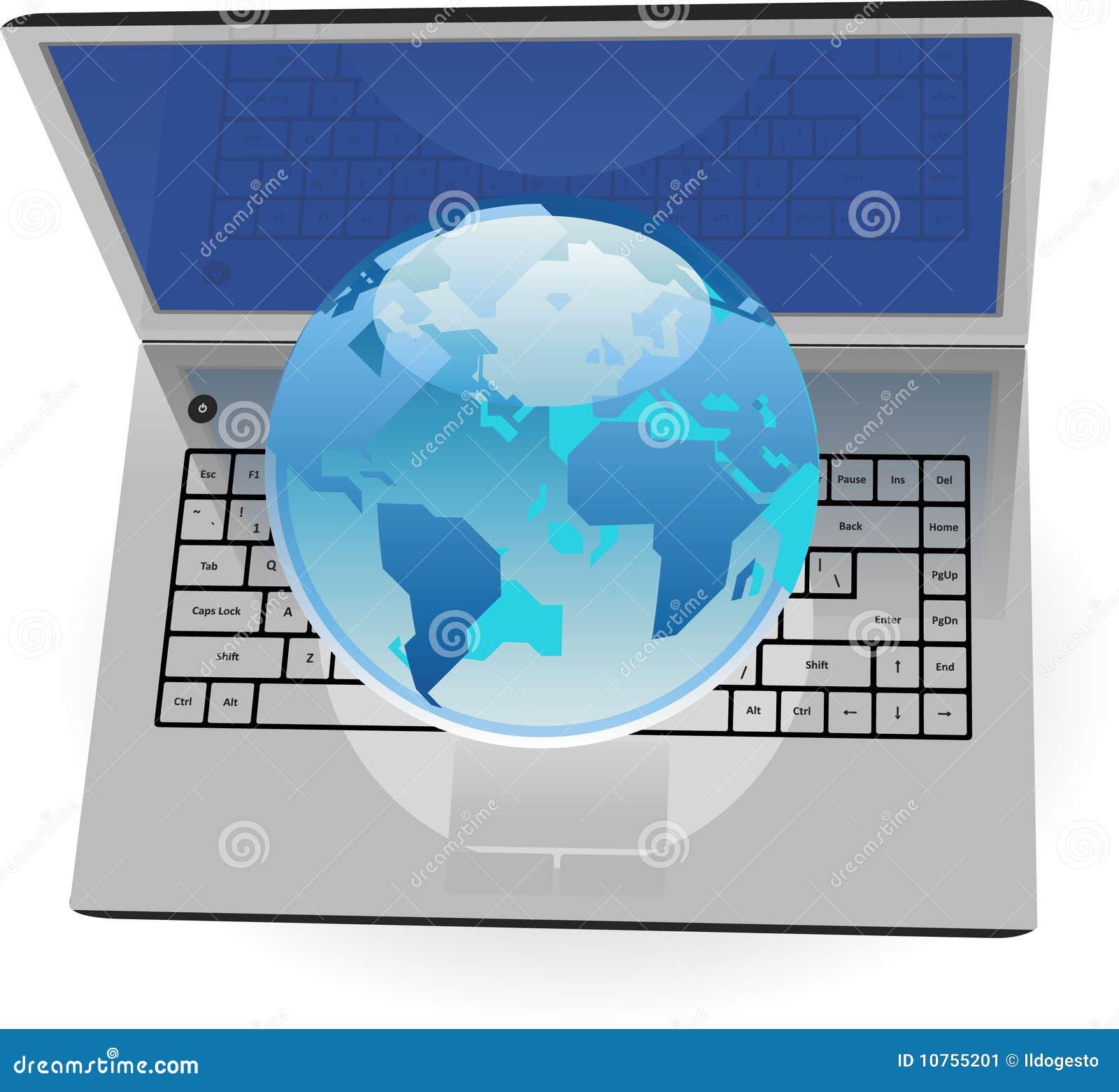 Realistic Silver Laptop and Blue Globe Stock Vector - Illustration of ...