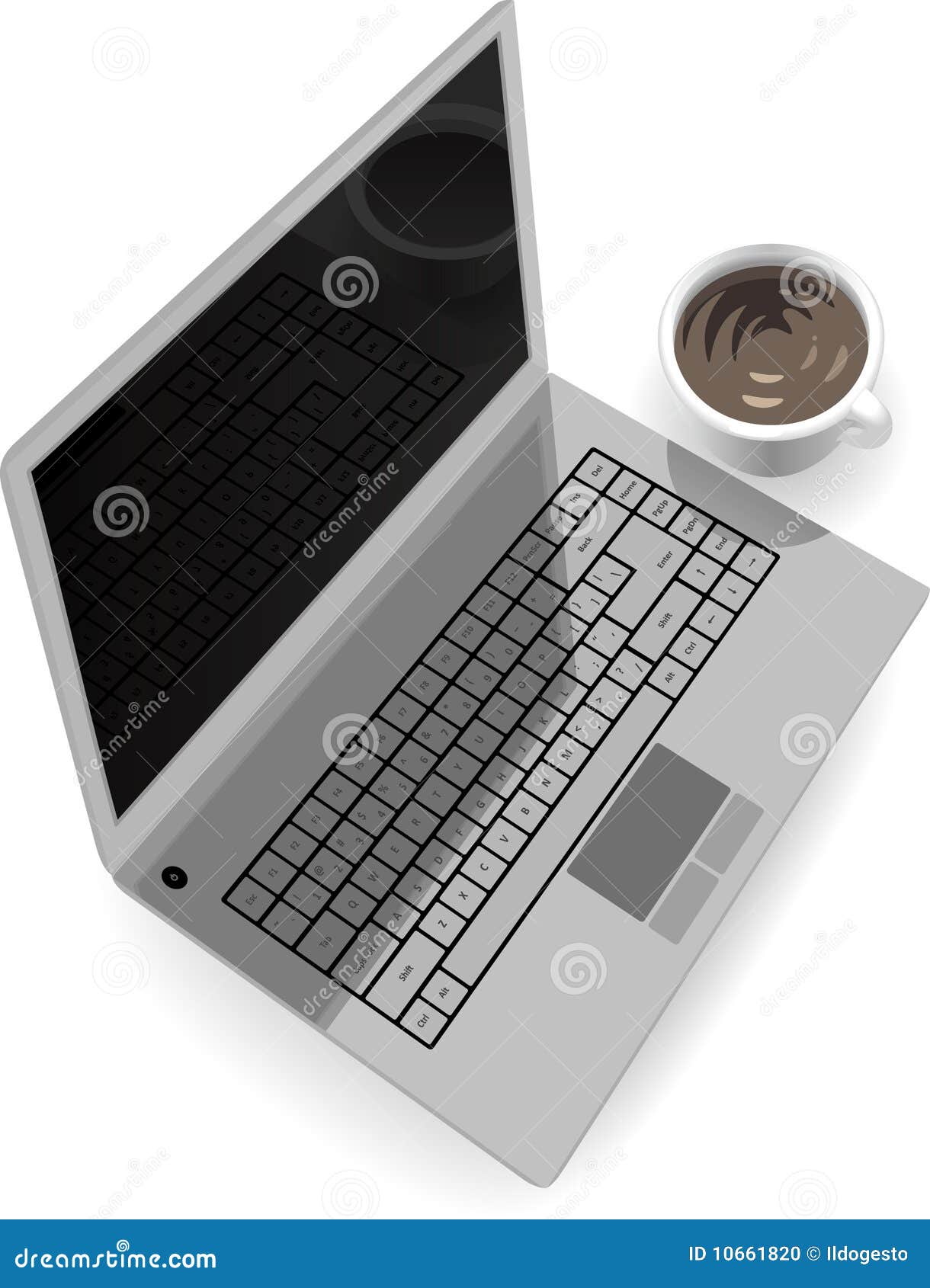 Silver Laptop Back View Realistic Mockup. Vector | CartoonDealer.com ...