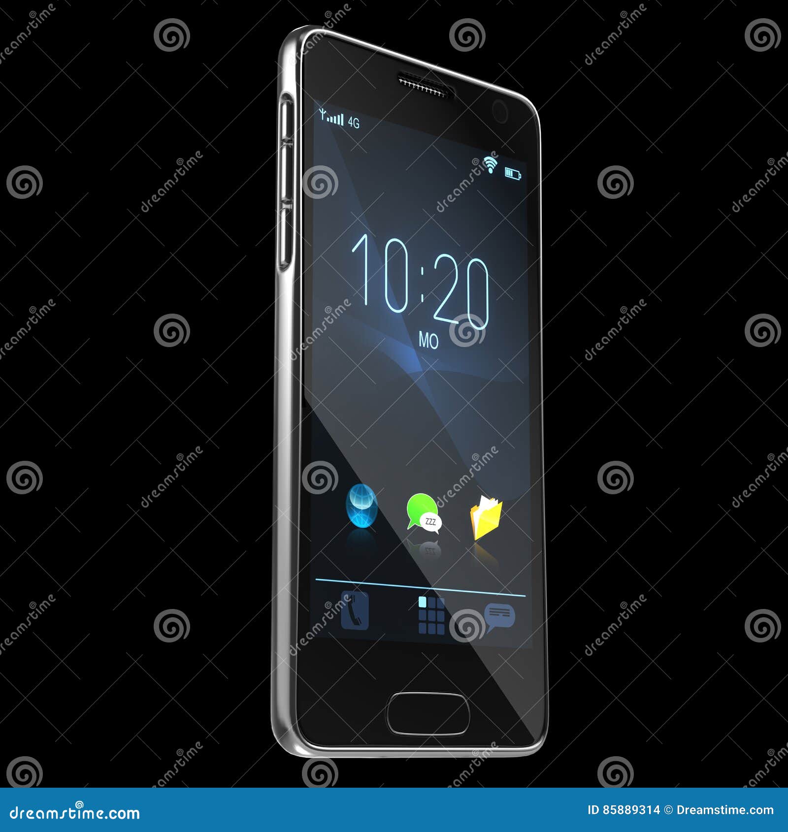 Realistic Silver Smartphone or Mobile Phone Template. 3D Rendering ...