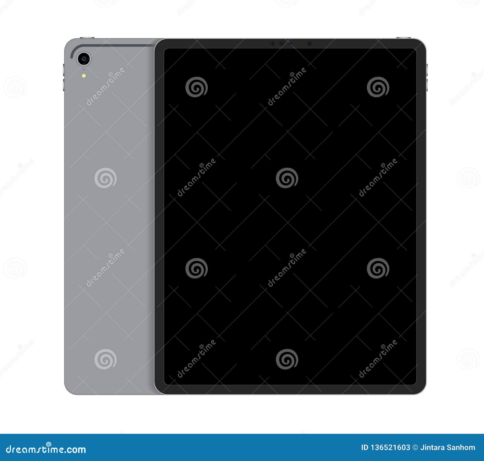 Realistic Silver Tablet Front and Back Display View Stock Vector ...