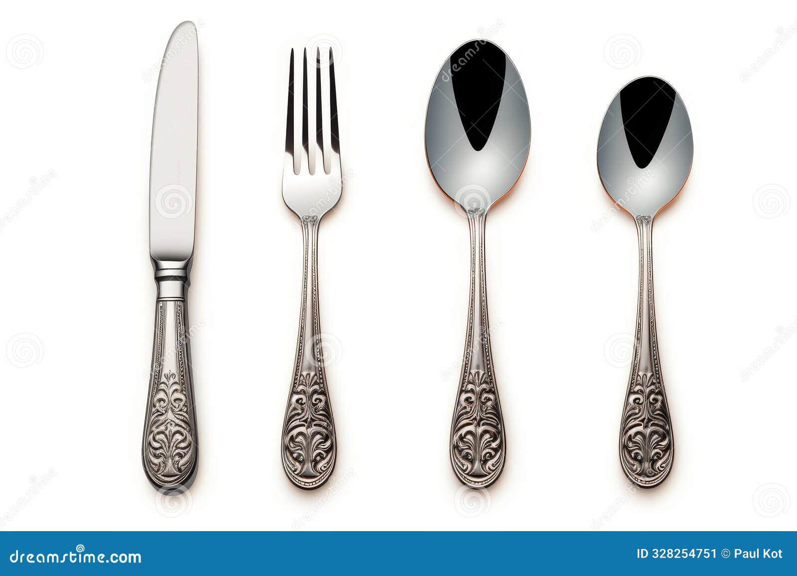 Realistic Silverware. Metal Cutlery. Flatware Collection. 3D Spoons ...