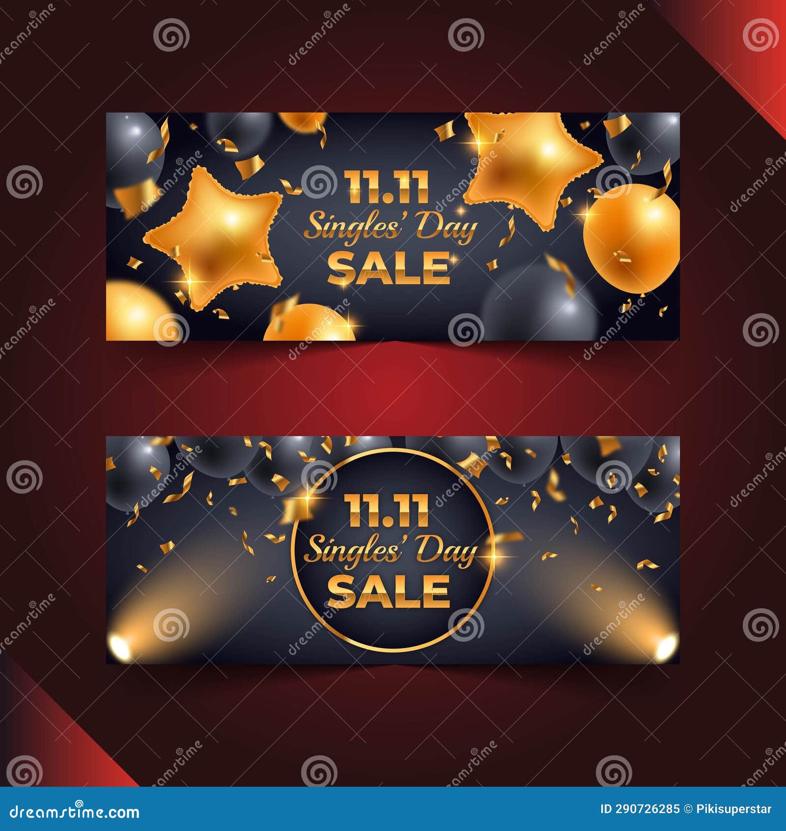 Realistic Single S Day Horizontal Banners Set Vector Design ...