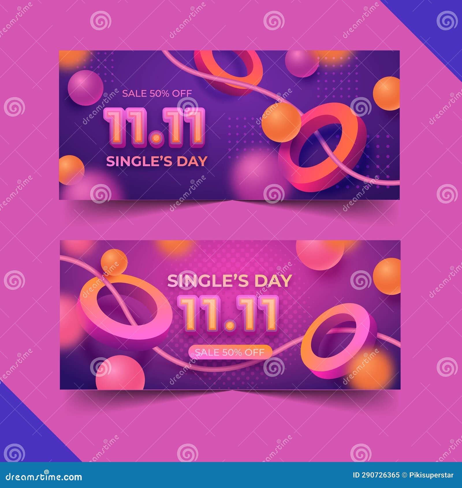 Realistic Single S Day Horizontal Banners Set Vector Design ...