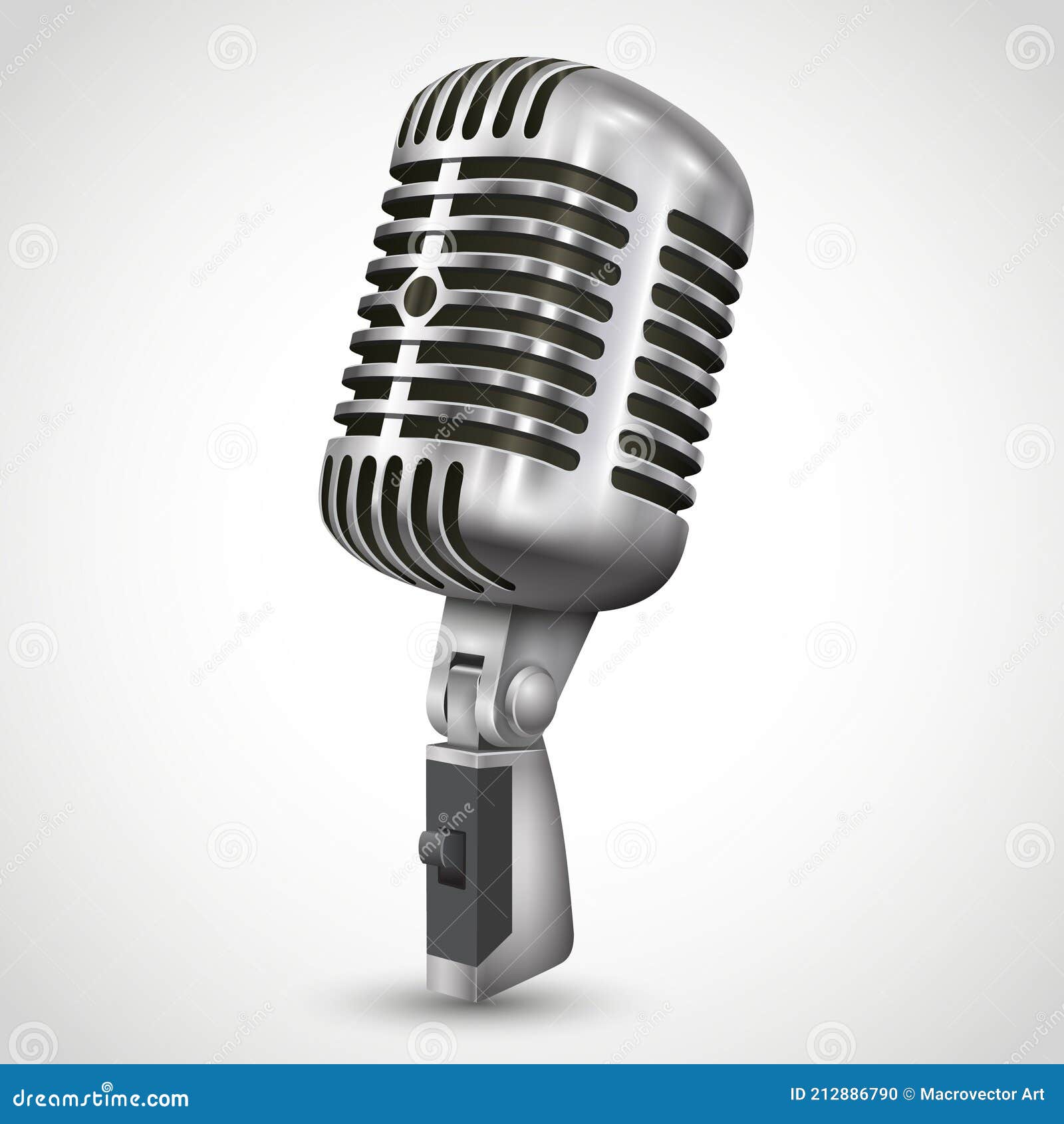 Set Of Realistic Microphone Or Mic Standing At Podium Or Classic Mic ...