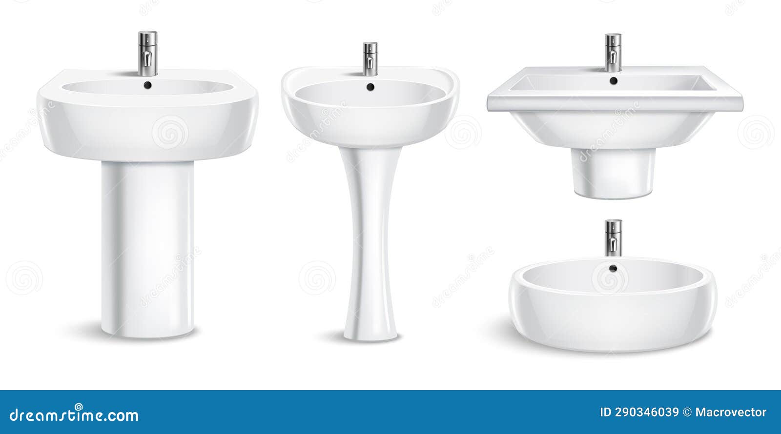 Realistic Sink Set stock vector. Illustration of home - 290346039