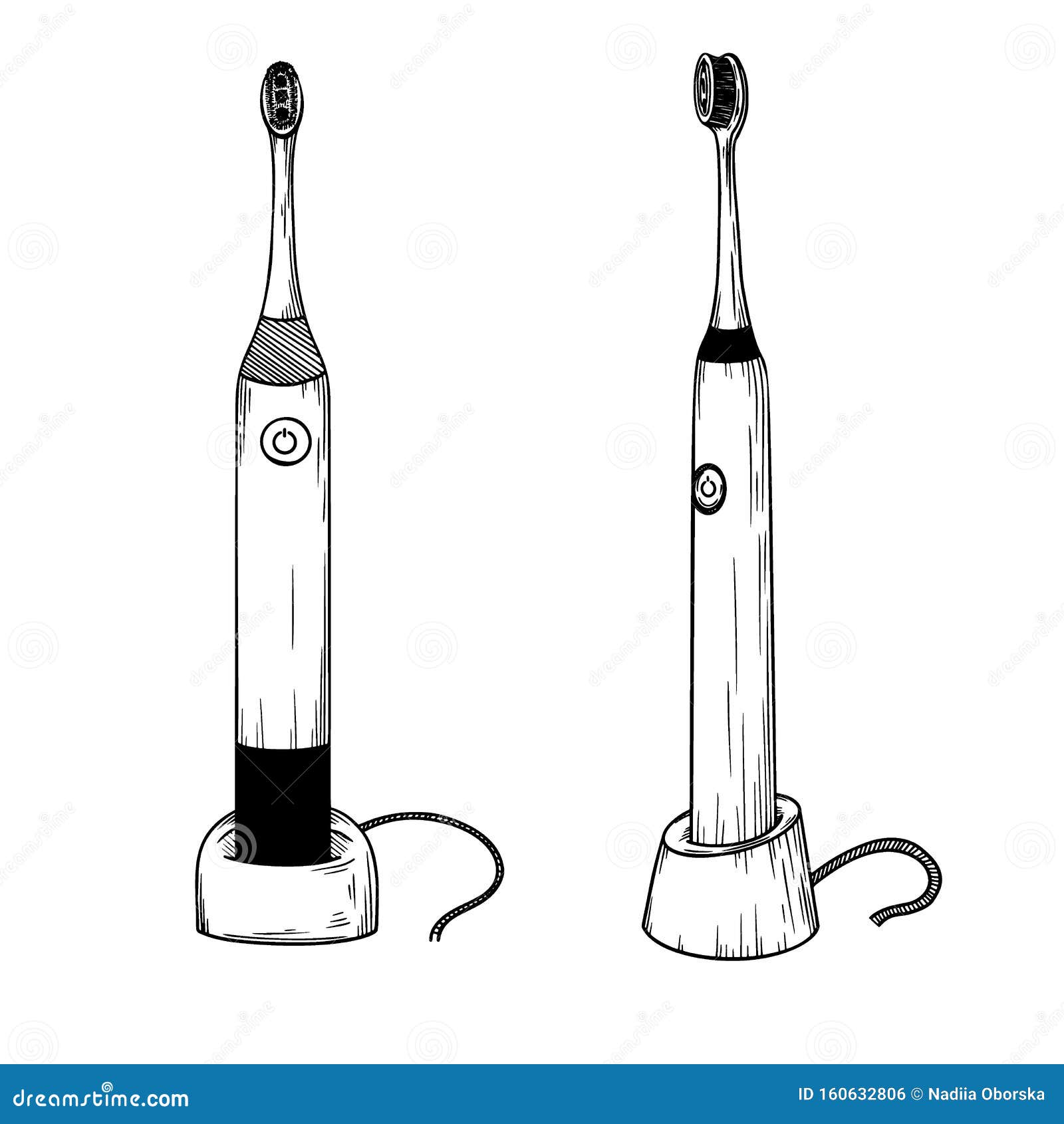 Realistic Sketch. Electric Toothbrush Isolated on White Background ...