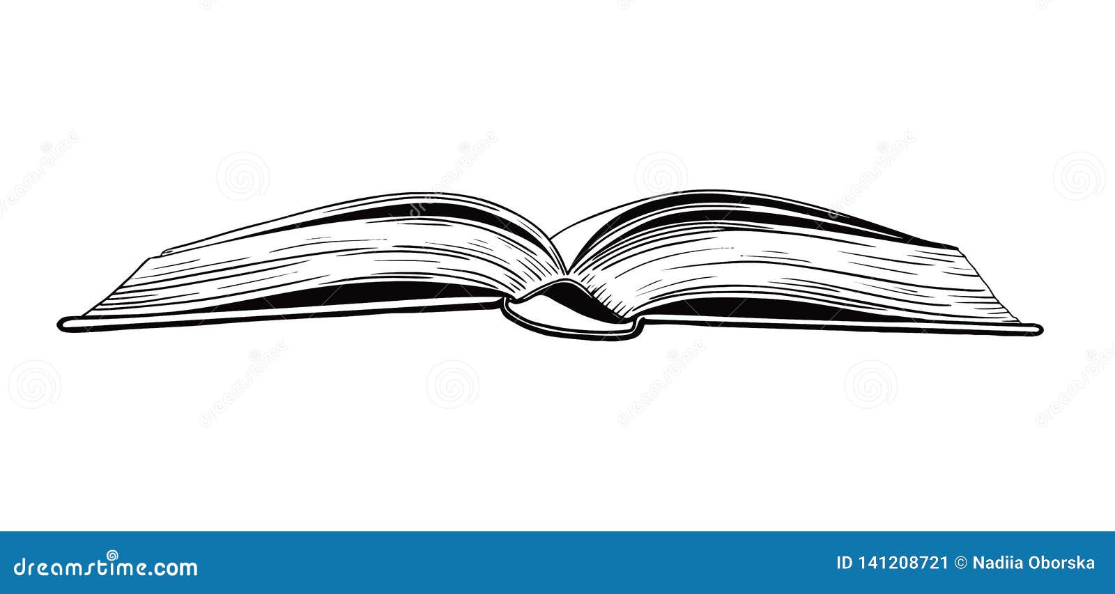 Realistic Sketch Of An Open Book The Book Is Isolated On A White