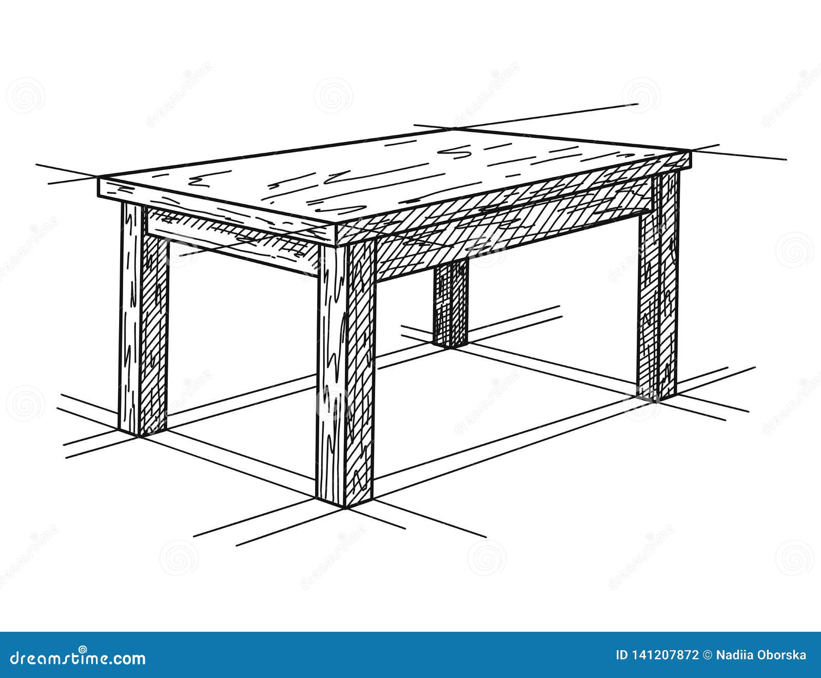 Realistic Sketch of the Table in Perspective. Vector Stock Illustration ...