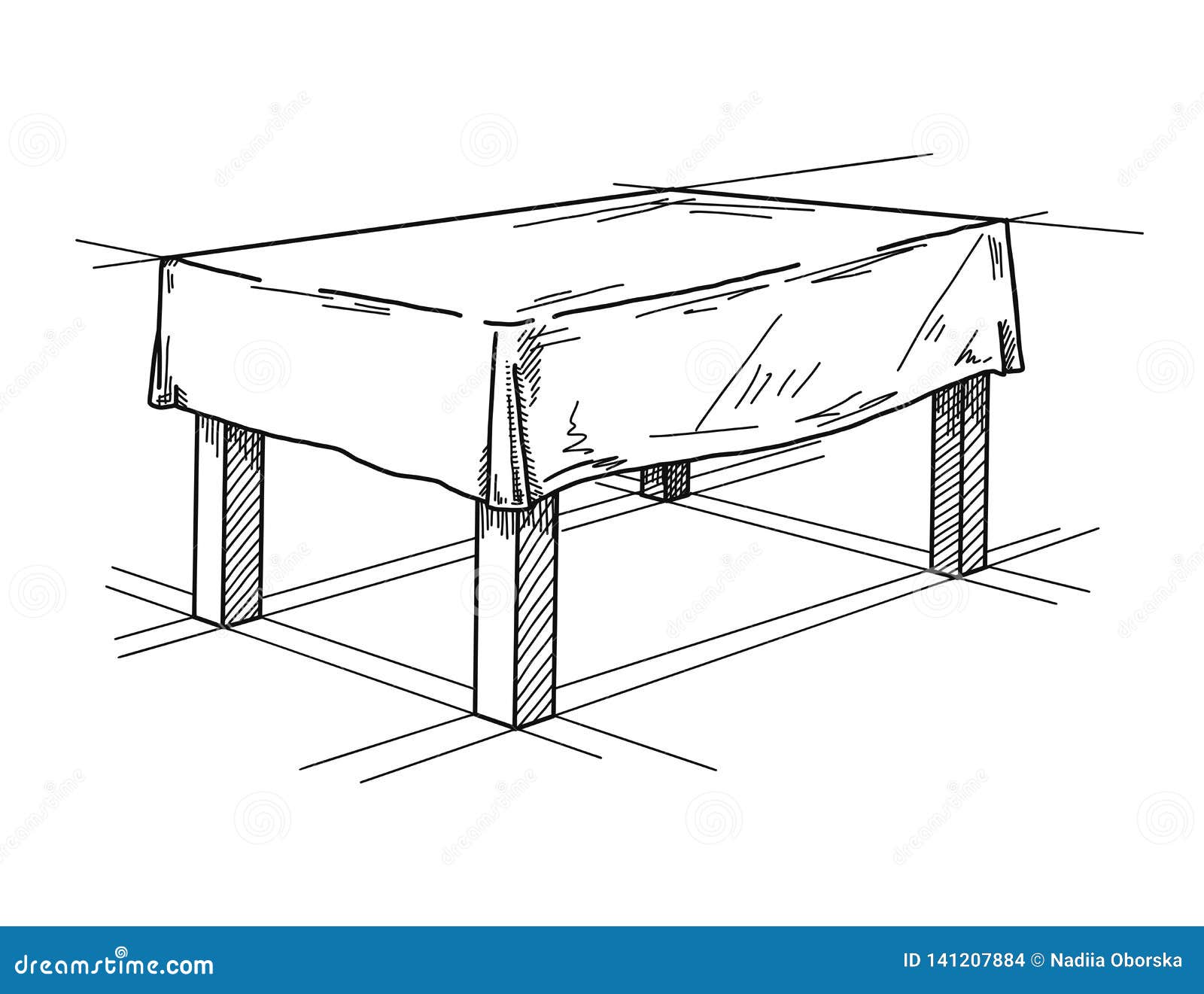 Realistic Sketch of the Table in Perspective. Vector Stock Illustration ...