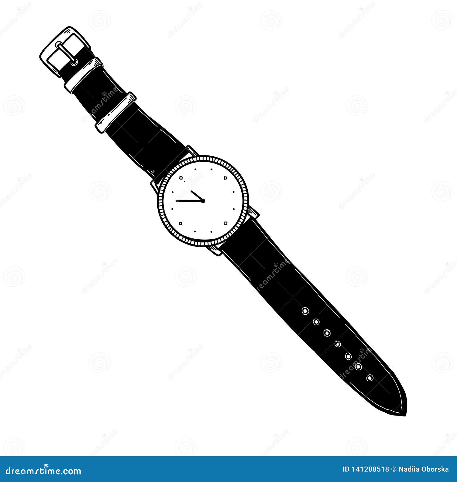 Realistic Sketch of a Watch. Wristwatches on the Strap Stock ...