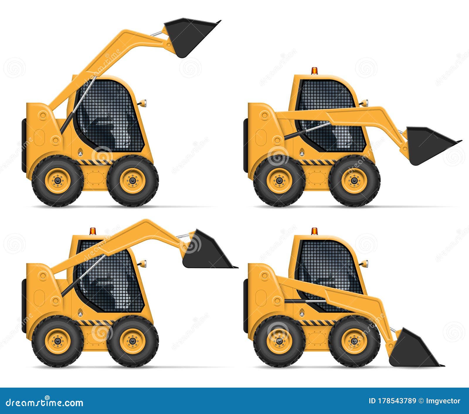 Realistic Skid Steer Loader Vector Illustration Stock Vector ...