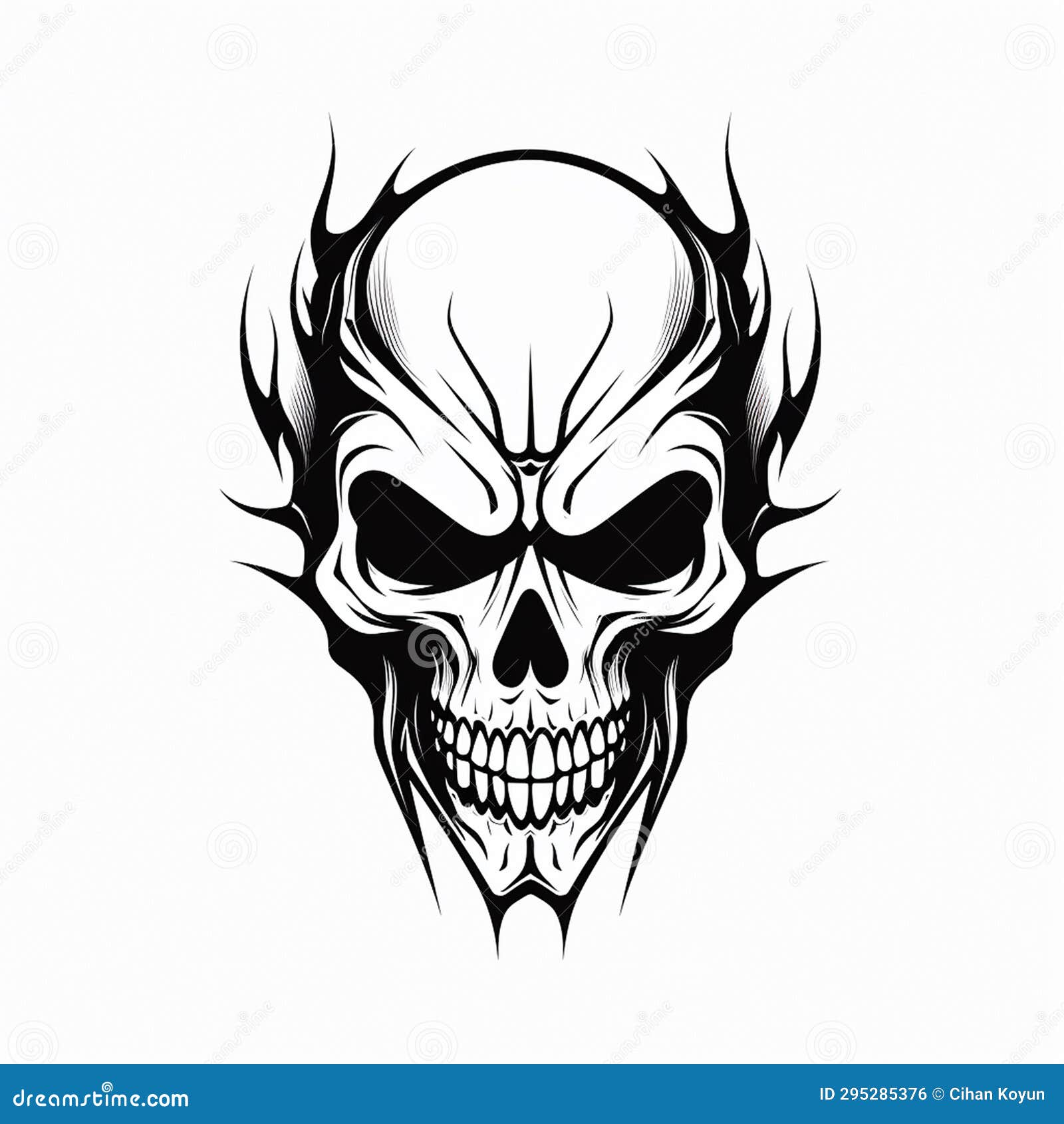 Realistic Skull Drawing stock illustration. Illustration of drawing ...