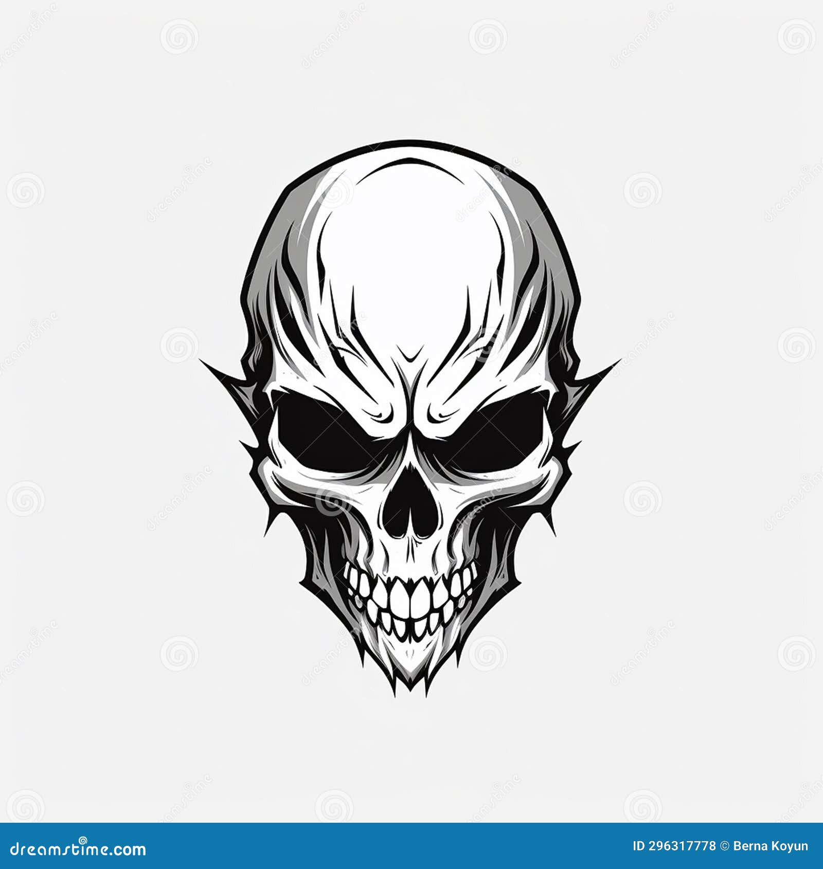 Realistic Skull Illustration Stock Illustration - Illustration of moon ...