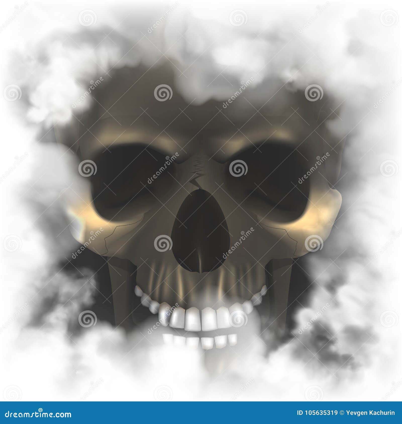 Realistic Skull in a Smoky Frame Stock Vector - Illustration of concept ...