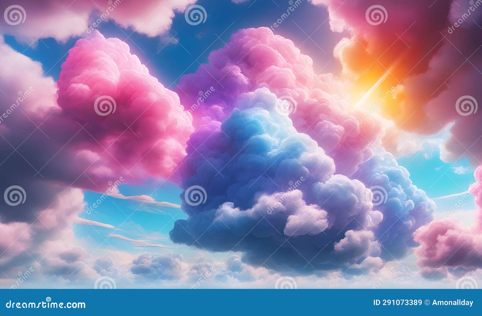 Realistic Sky with Clouds, Beautiful Heaven Nature Background Design ...