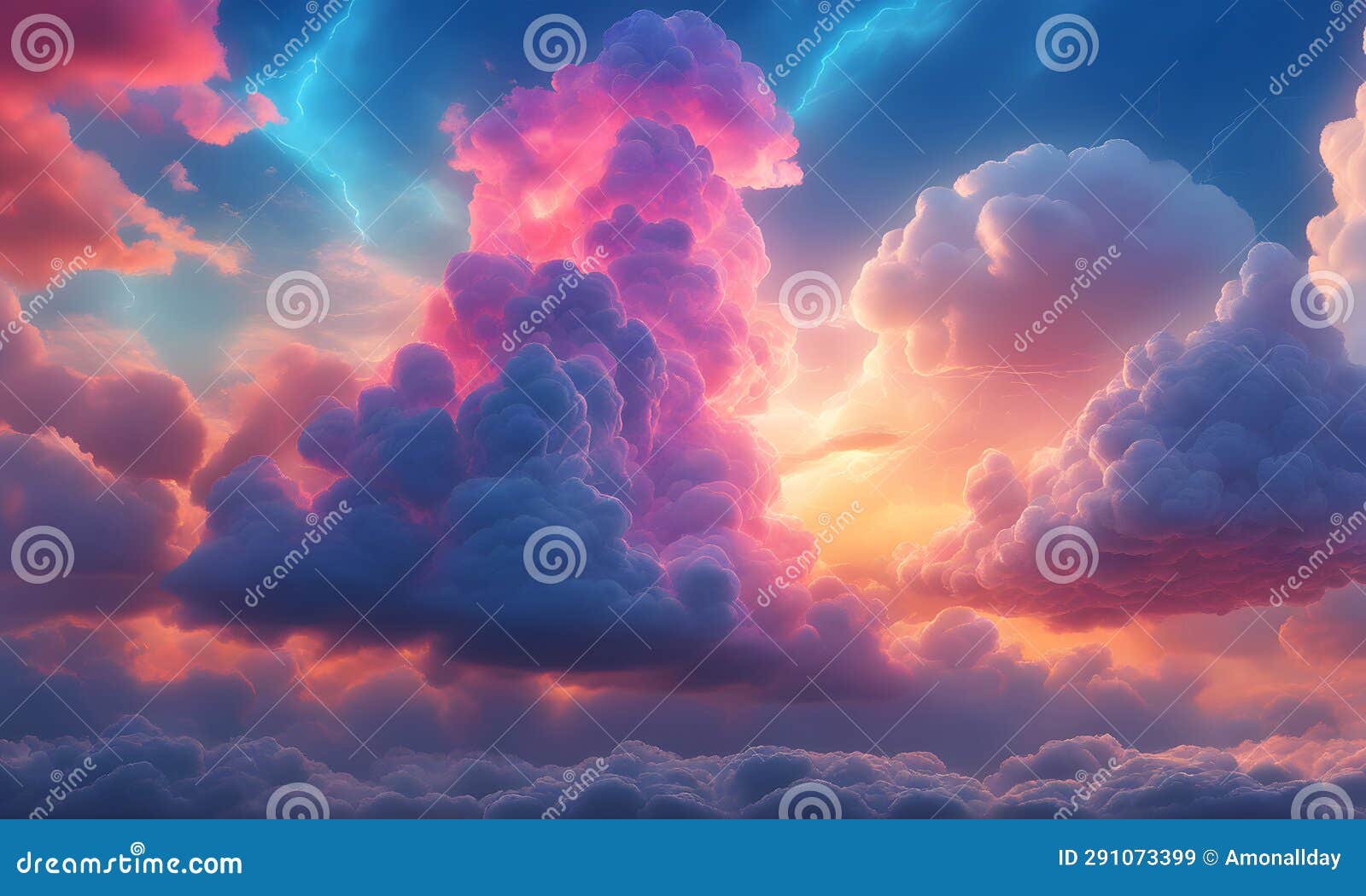 Realistic Sky with Clouds, Beautiful Heaven Nature Background Design ...