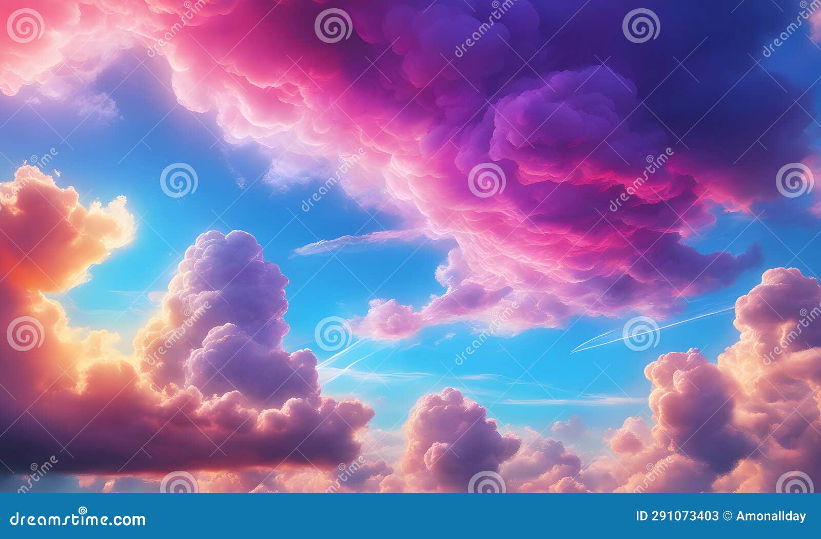 Realistic Sky with Clouds, Beautiful Heaven Nature Background Design ...