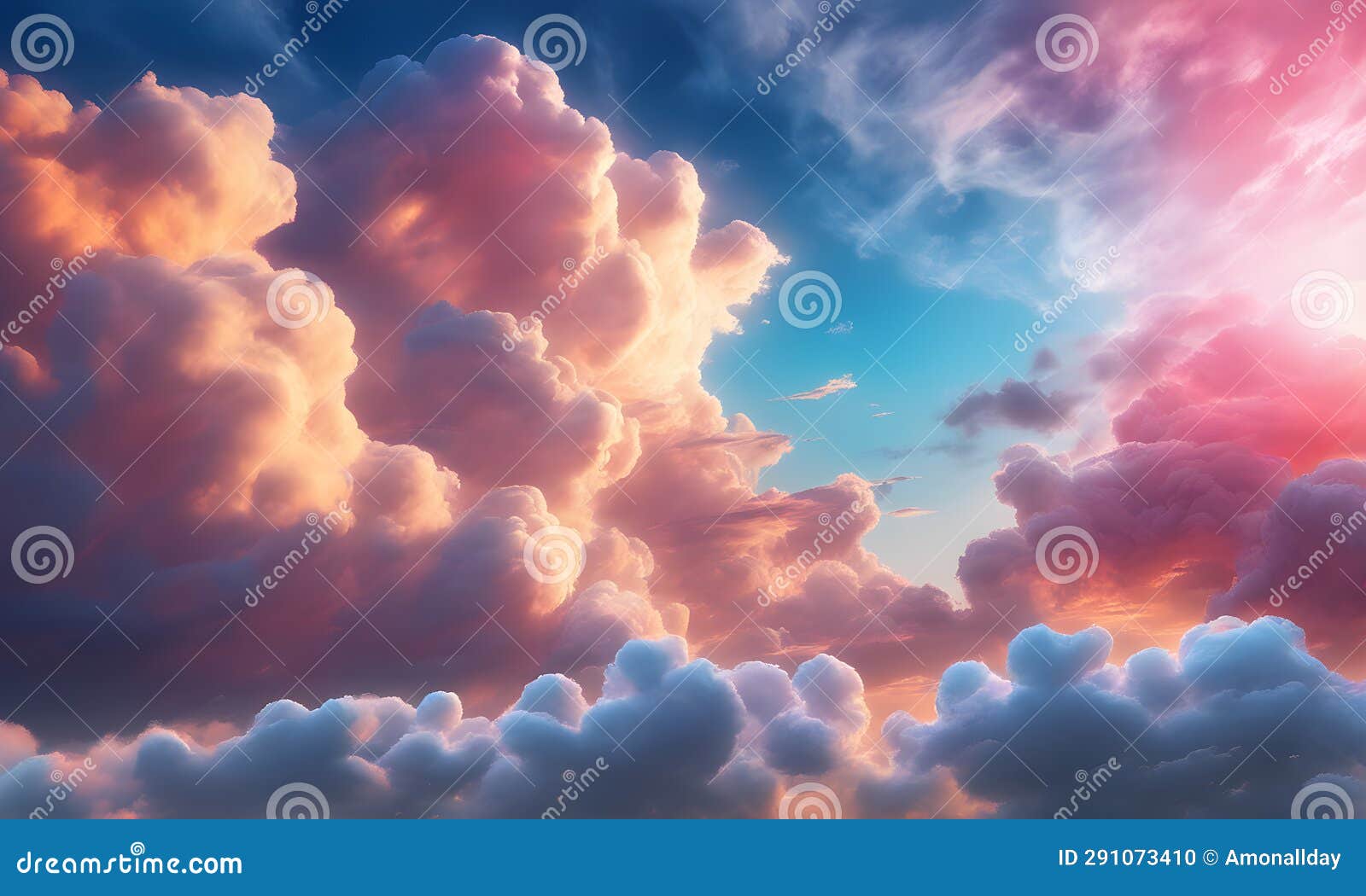 Realistic Sky with Clouds, Beautiful Heaven Nature Background Design ...