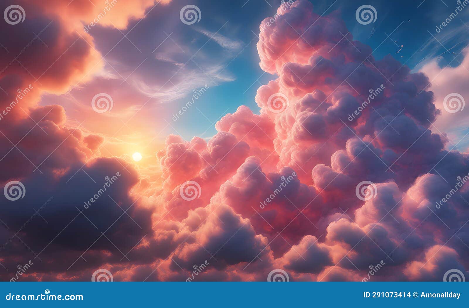 Realistic Sky with Clouds, Beautiful Heaven Nature Background Design ...