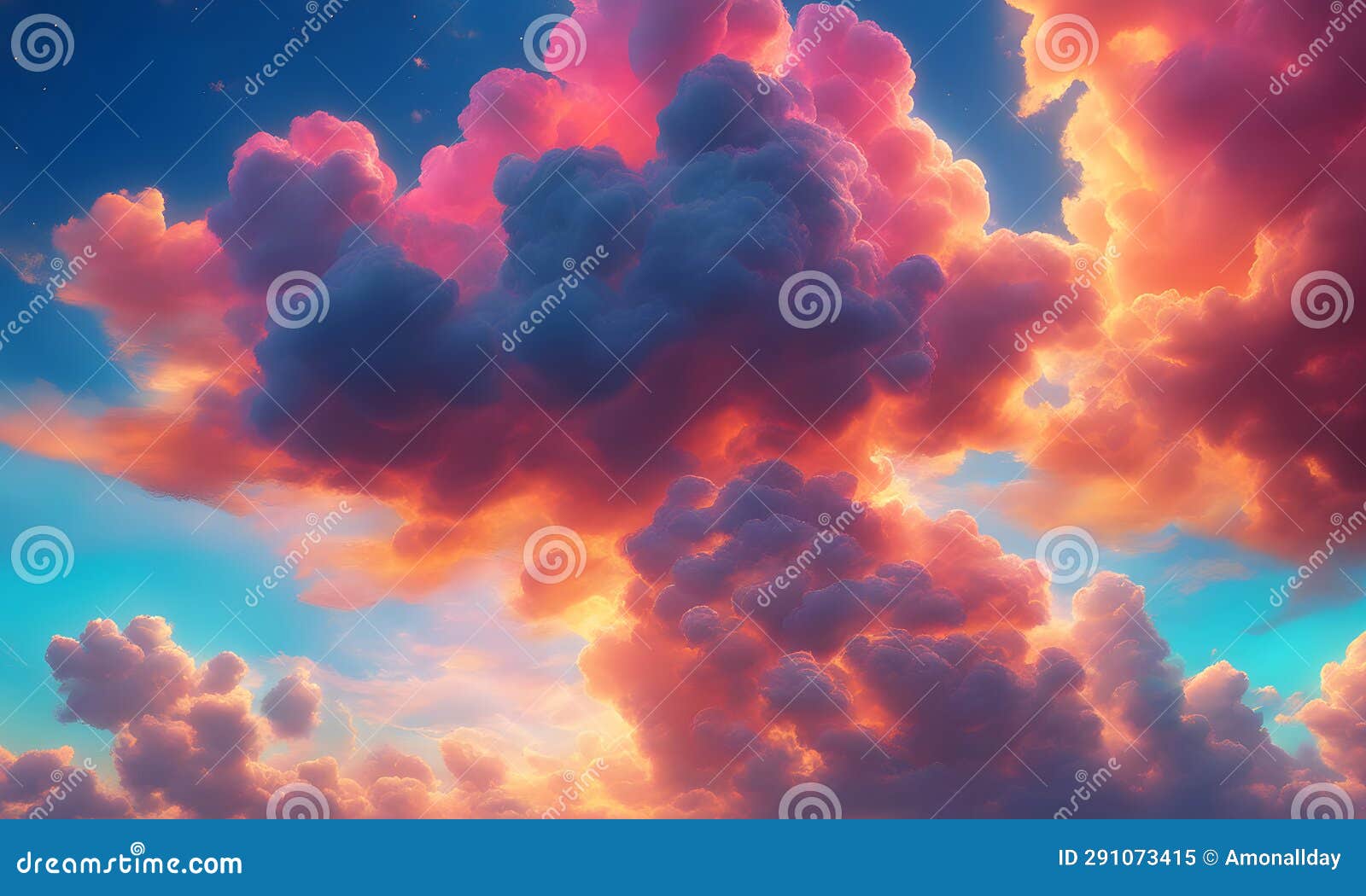 Realistic Sky with Clouds, Beautiful Heaven Nature Background Design ...