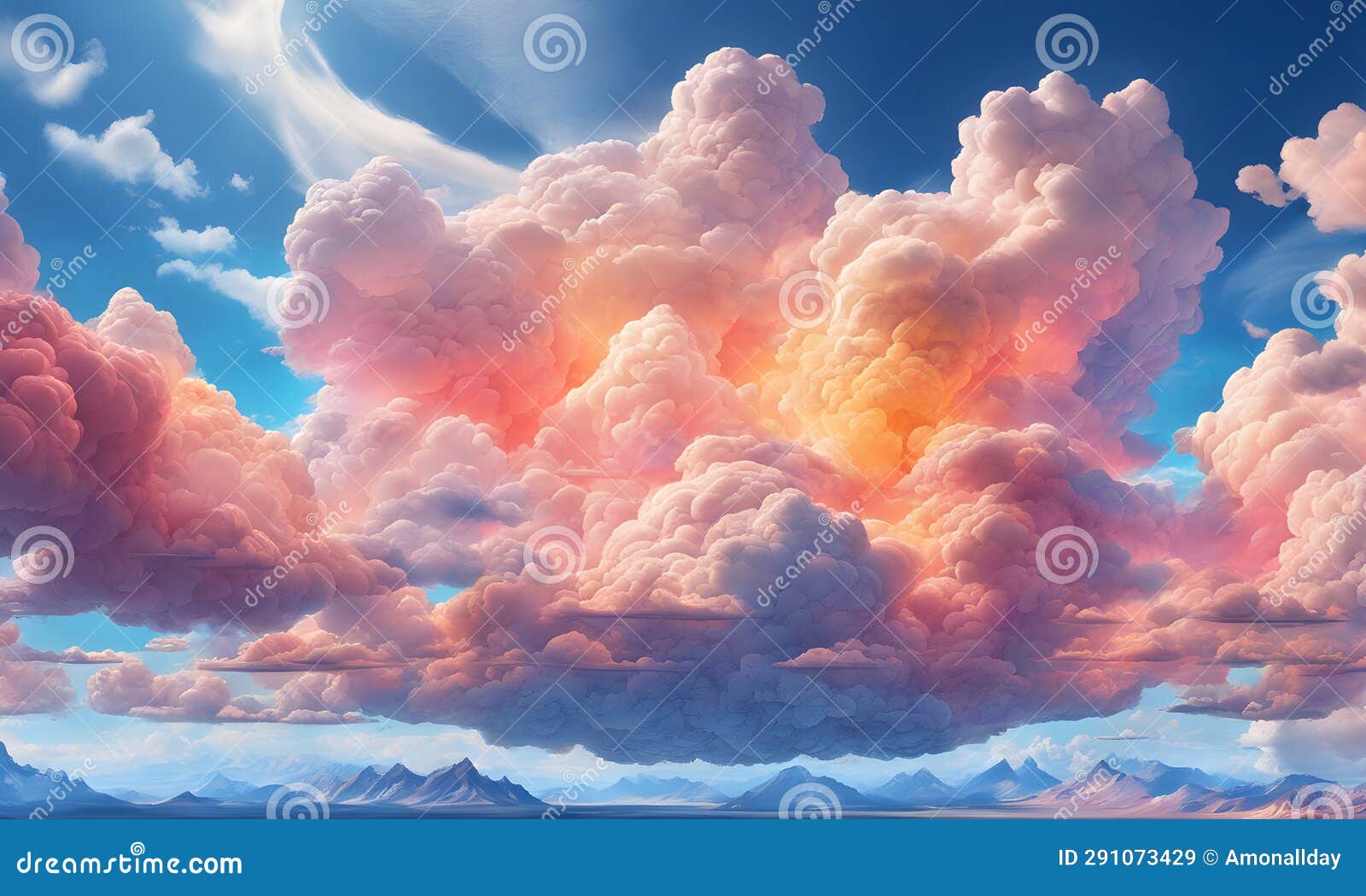 Realistic Sky with Clouds, Beautiful Heaven Nature Background Design ...
